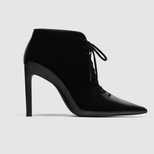 Zara | Shoes | Sharpiest Zara Patent Leather Ankle Boots With Stiletto ...